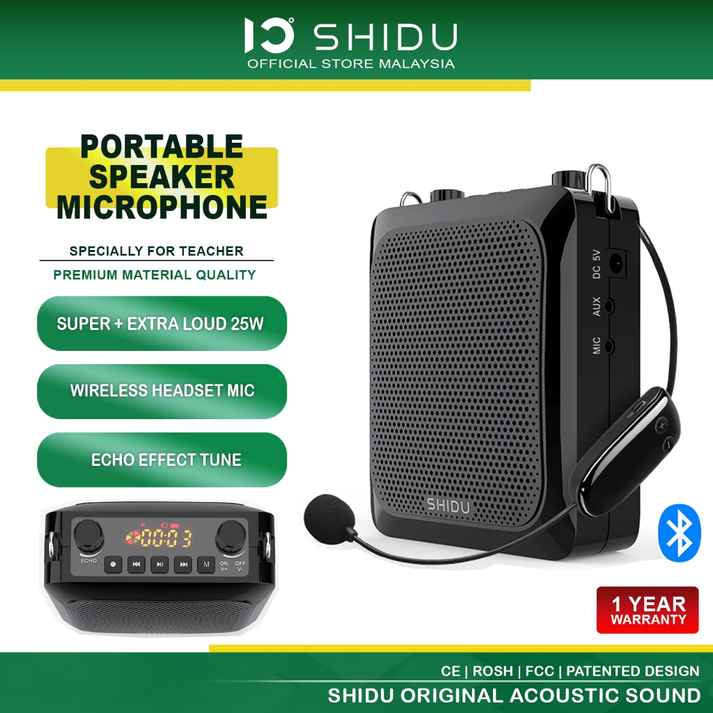 SHIDU S28 UHF Voice Amplifier Wireless Headset Microphone 25W Speaker ...