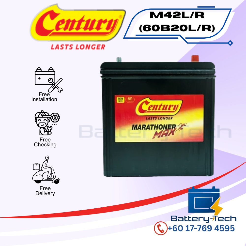 [Free Installation-JB] Century Marathoner Max M42L/R (60B20L/R) Bateri Kereta | Shopee Malaysia