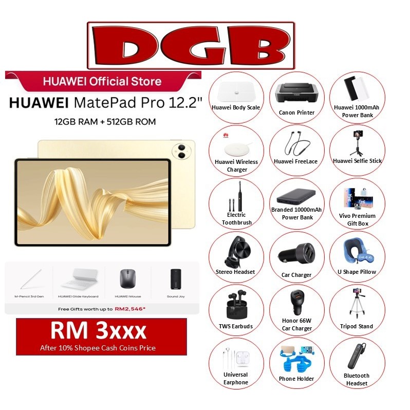 Huawei MatePad Pro 12.2 | 12GB Ram+512GB Rom | 10% Shopee Cash Coins ...