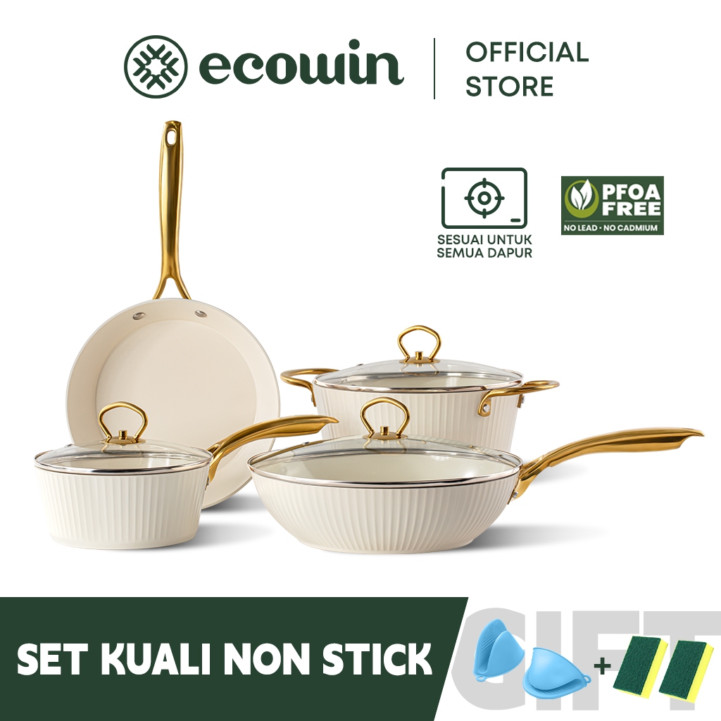 Ecowin Cookware Shell Series Kuali Non-Stick Pan Set 4 pcs Pfoa&Ptfe ...