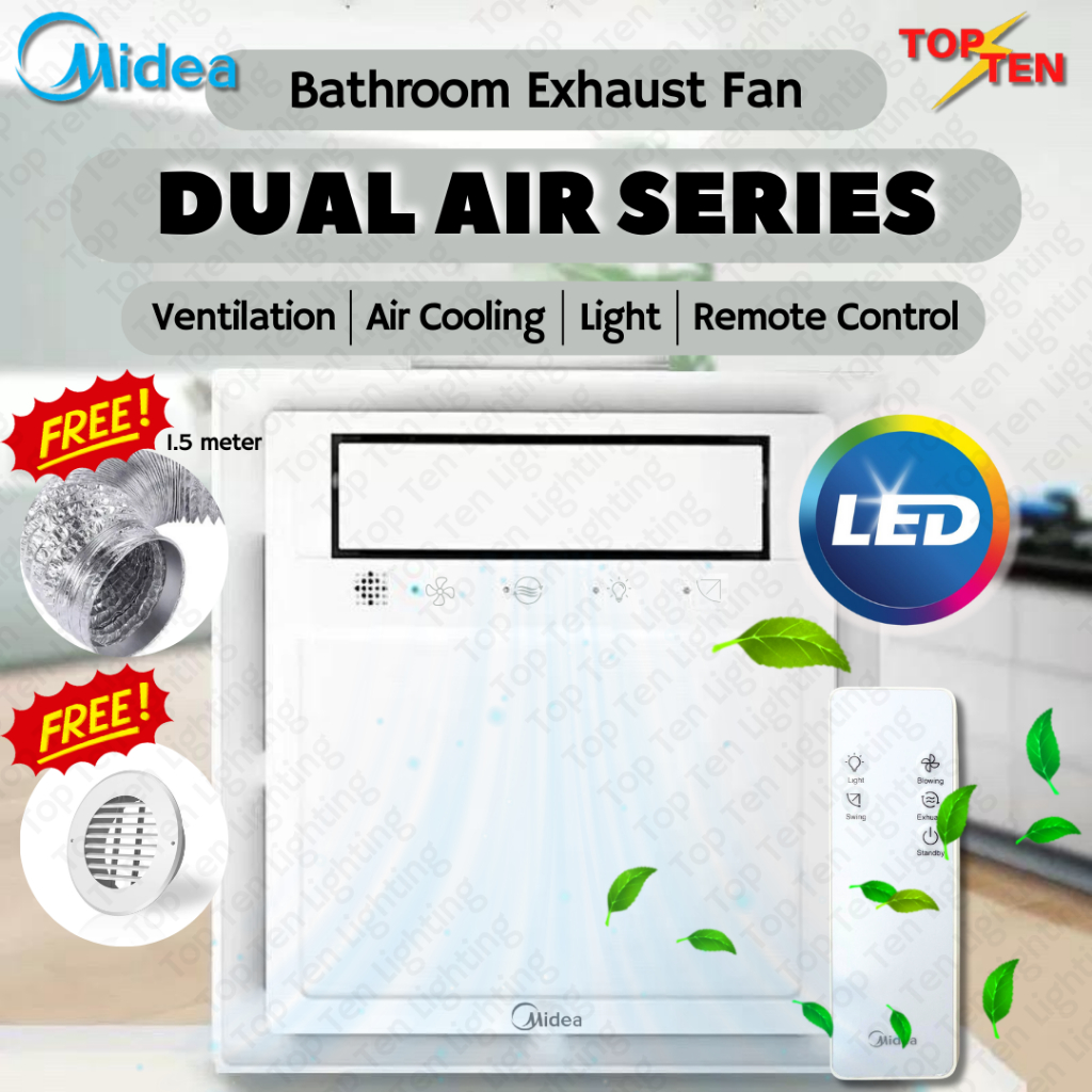 MIDEA 40W Dual Air Series Exhaust Fan LED Ceiling ML-M7Y-L2 Kipas Eksoz ...