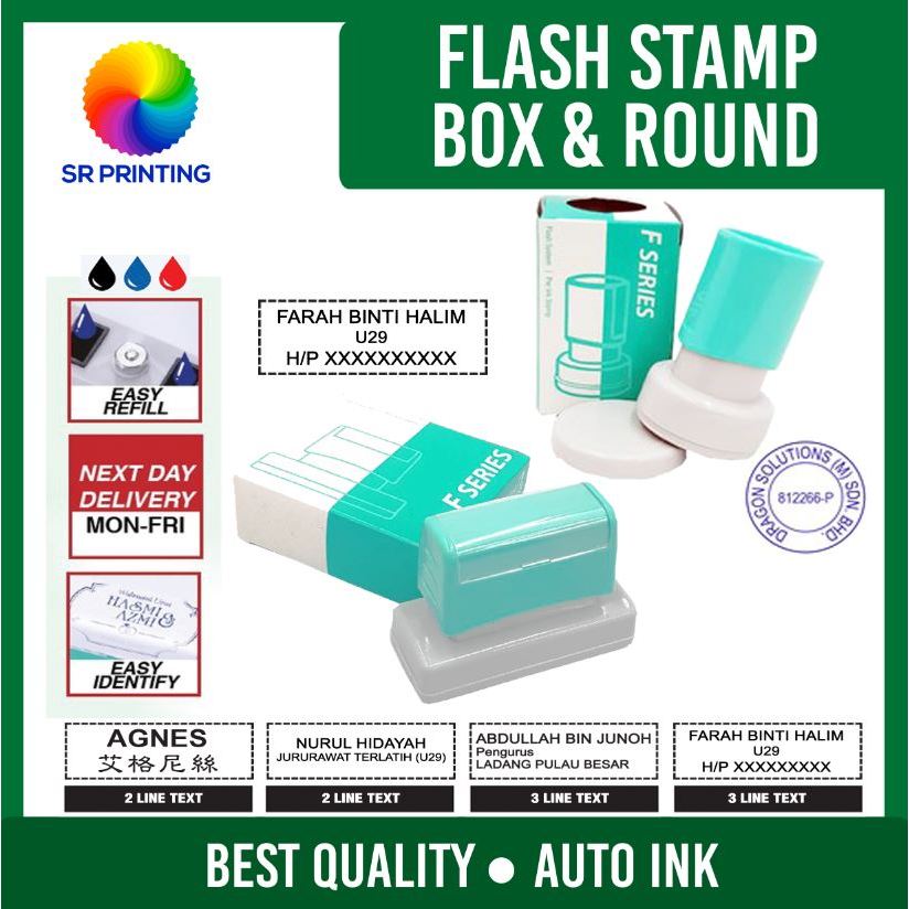 FLASH STAMP/ ROUND FLASH STAMP / CHOP/ RUBBER STAMP Ready Stock ...