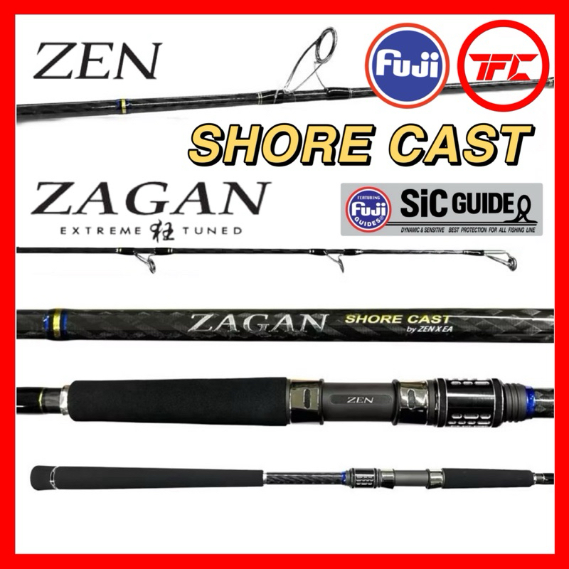 Zen Zagan Shore Cast Spinning Fishing Rod SW PE5 77 & 82 Fuji SIC Casting Popping Saltwater Pop ...