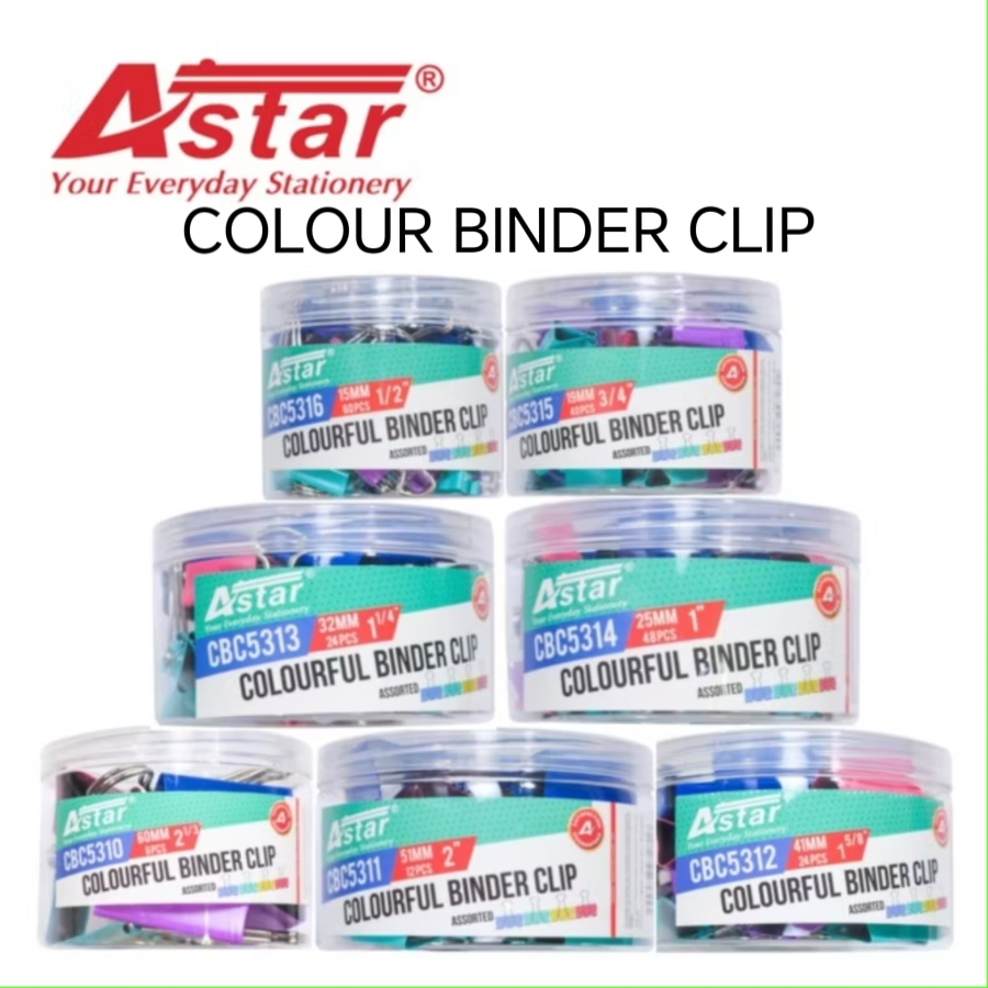 Colour Binder Clip / Paper Clip / Double Clip (Drum) - 15mm / 19mm ...