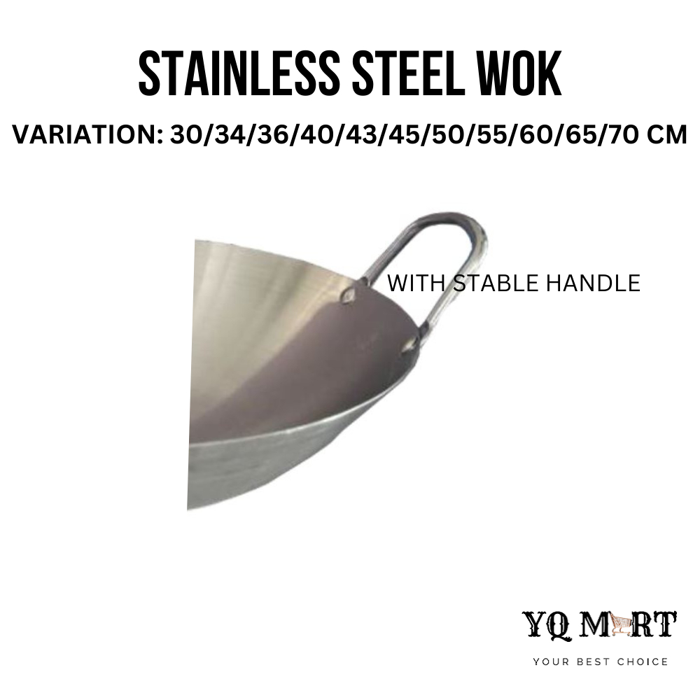 60/65/70CM Stainless Steel Wok Large Size Kuali Dua Tangkai Besar | Shopee Malaysia