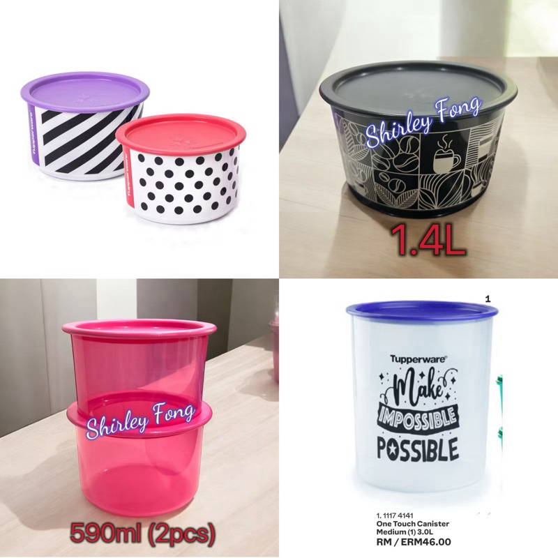 Tupperware One Touch 940ml / Mosaic Canister 2.8L / 1.9L / 1.25L / 590ml / One touch 3L | Shopee ...