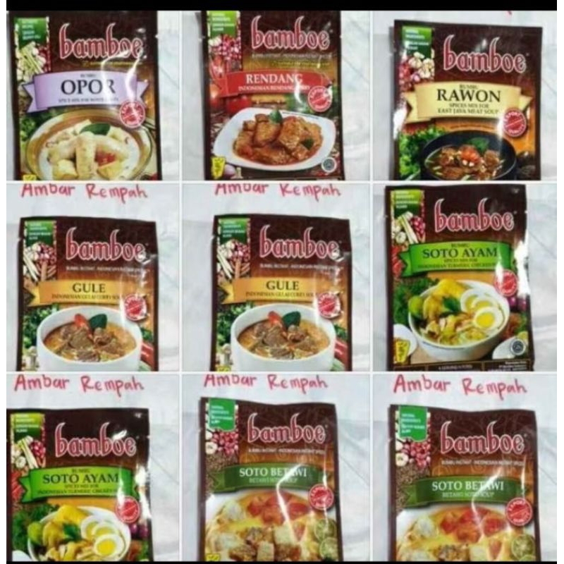BUMBU INSTAN KHAS MASAKAN INDONESIA BAMBOE RENDANG/SOTO AYAM/RAWON ...