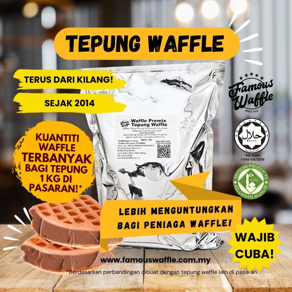 Tepung Waffle Crispy/Crispy Premix Waffle (1kg) - Halal JAKIM | Shopee ...