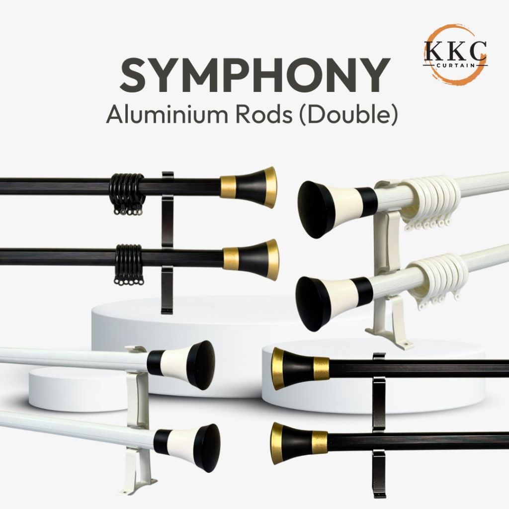 KKC CURTAIN SYMPHONY Double Aluminium Rod Set/Kayu Langsir/Rod Langsir ...