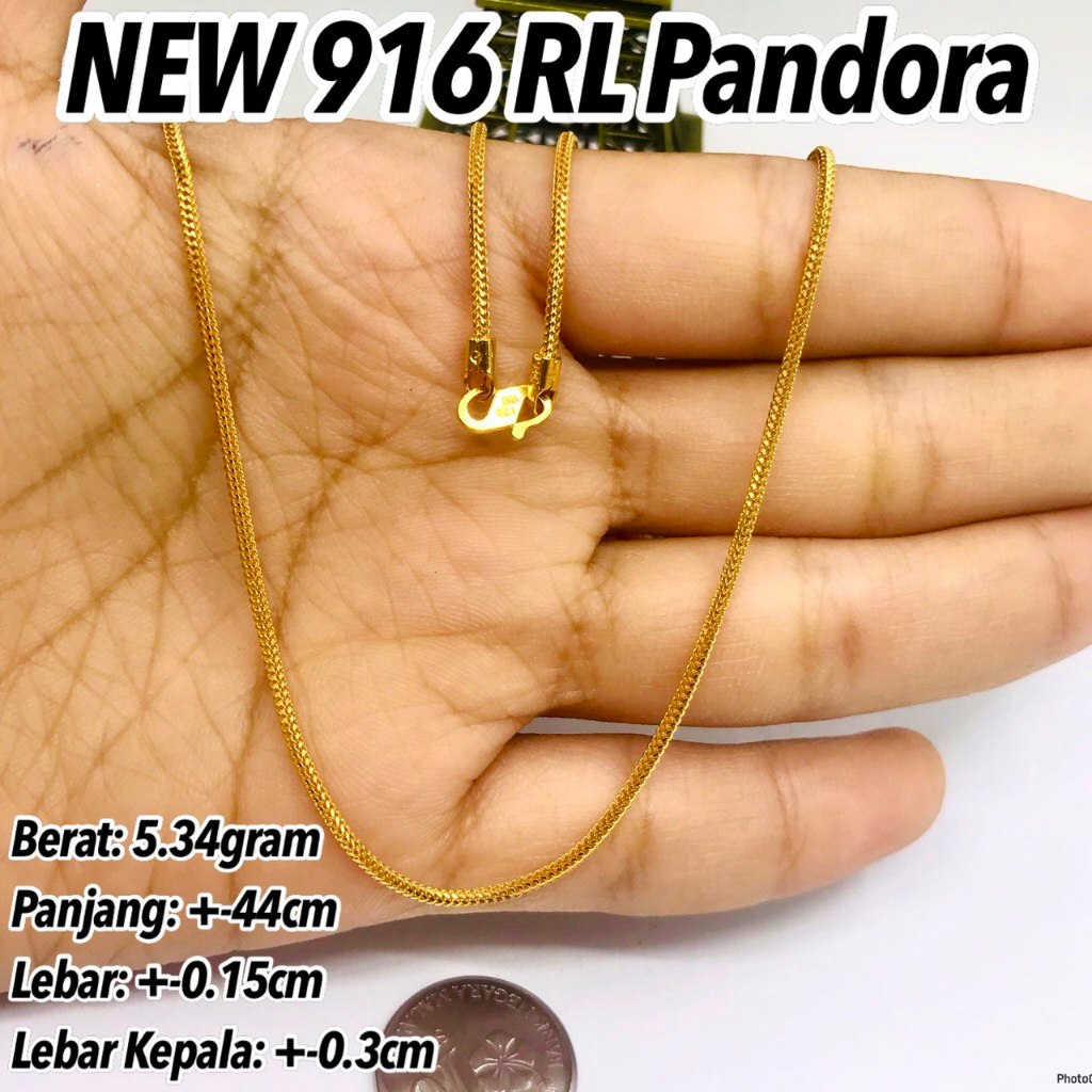 NEW GOLD 916 Necklaces Rantai Leher Pandora 5g 18g 20g 290125 #SH40 ...