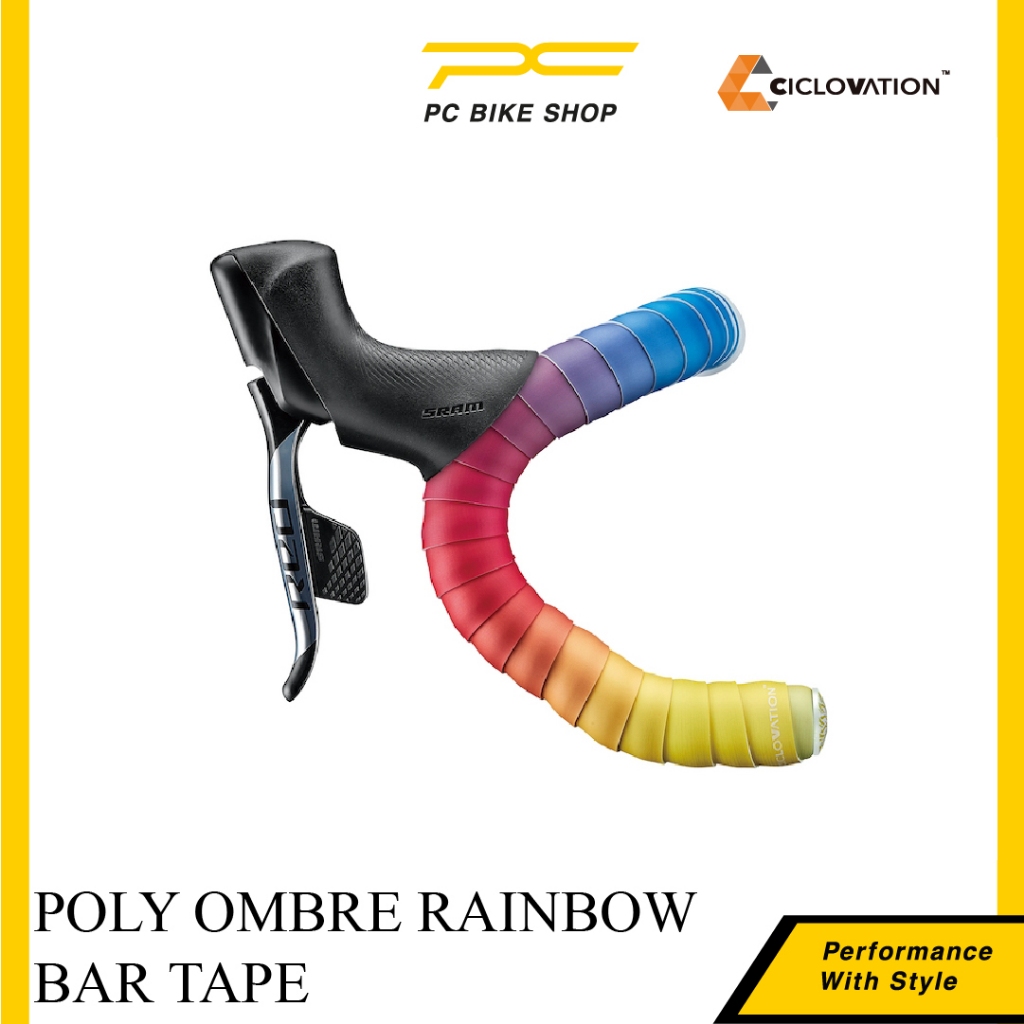 CICLOVATION Poly Touch Ombre Rainbow Bar Tape Road Bike Bartape Grip ...