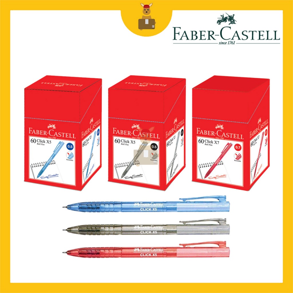 60PCS FABER CASTELL Click X Ball Pen Click X5 0.5mm 1425 / Click X7 0.7mm (60PCS/BOX) | Shopee ...