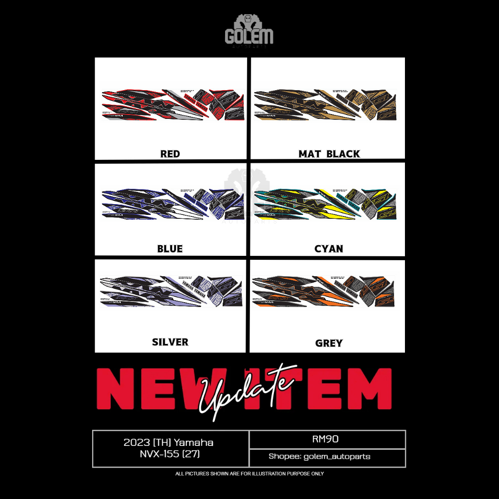 Yamaha NVX 155 (27) NVX / Aerox - v2 Gred AAA Sticker body Stripe ...