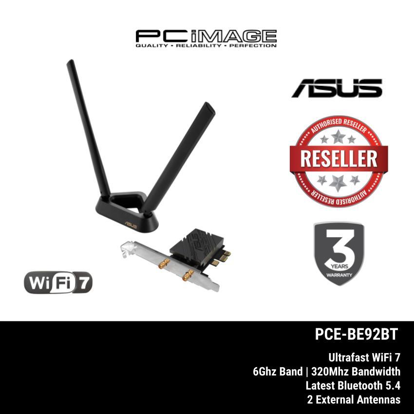 ASUS PCE-BE92BT WiFi 7 PCIE Wireless Adapter BE9300 Tri-Band 6GHz Bluetooth 5.4 External Antenna ...