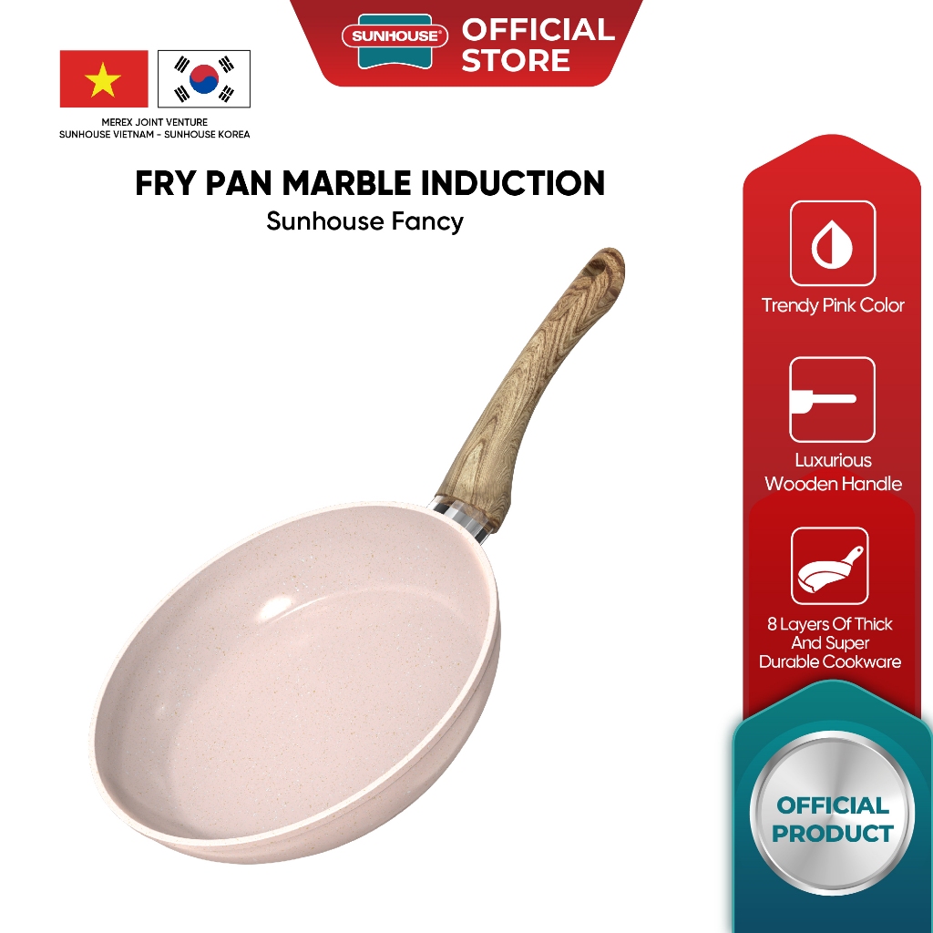 [NEW] Sunhouse Fancy Marble Induction Frying Pan FC18-20-22-24 | Shopee ...