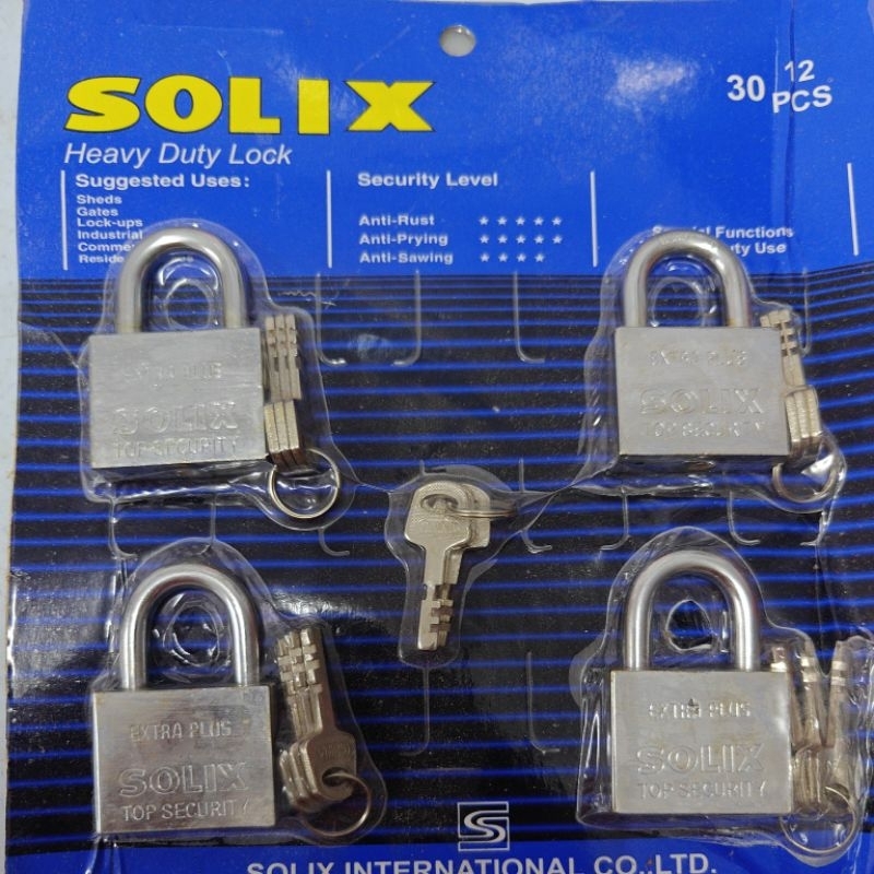 Solix 50mm Standard Neck Key Alike Padlock Heavy Duty Lock Kunci Mangga ...