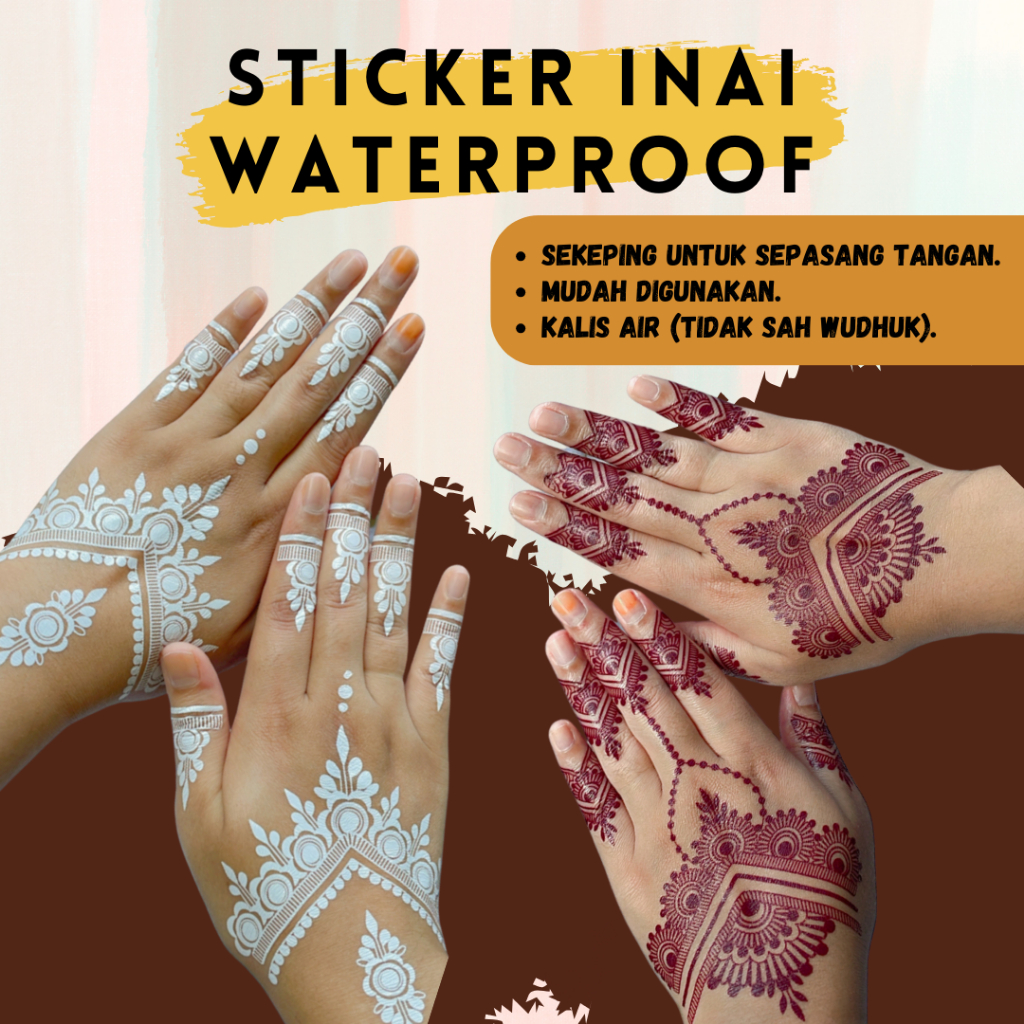 [Ready Stock ] Sticker Inai Waterproof Exclusive Design STICKER ONLY ...