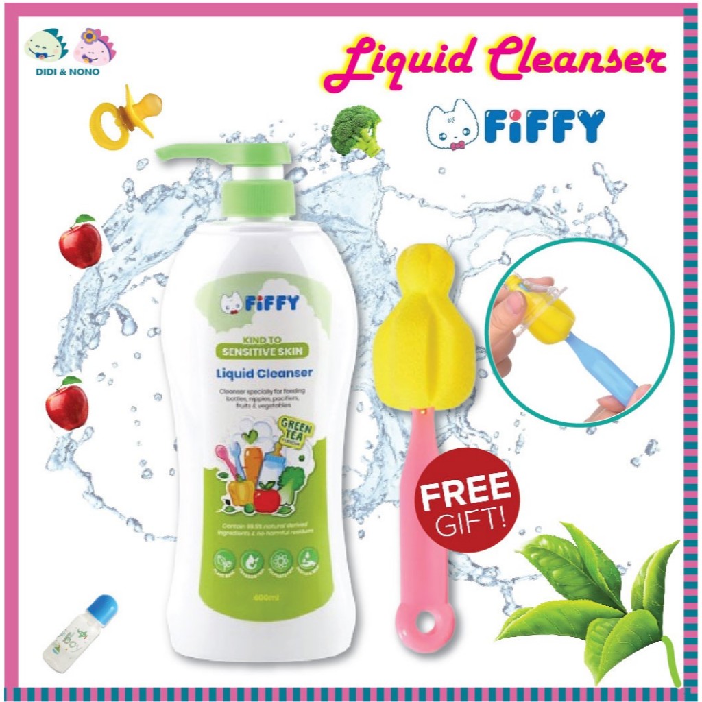 FIFFY Baby Bottle Wash Liquid Cleanser Green Tea Apple Melon Sabun ...