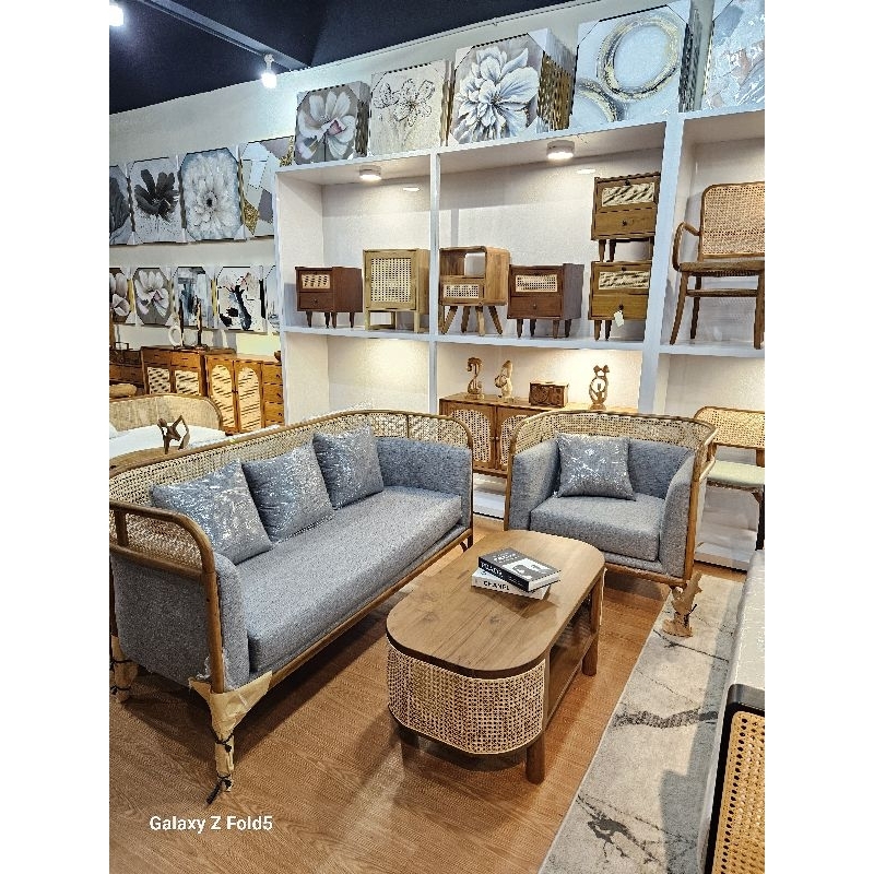 NATURAL TEAKWOOD AND RATTAN MODERN FURNITURE / PERABOT JATI DAN ROTAN ...