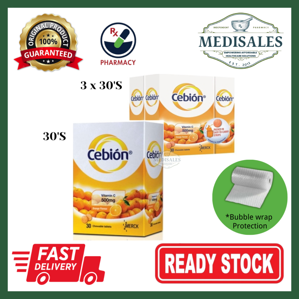 CEBION CHEWABLE VITAMIN C 500MG 30'S | 3 x 30'S (EXP 11/2025) | Shopee ...