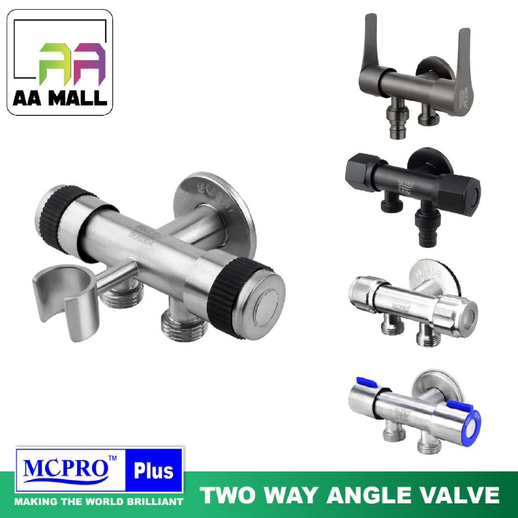 MCPRO STAINLESS STEEL SUS304 Kitchen Bathroom Two Way Stop Angle Valve ...