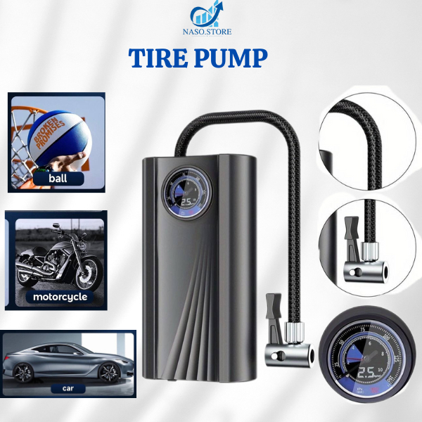 Portable Car Tire Inflator - Mini 12V Air Compressor with High ...
