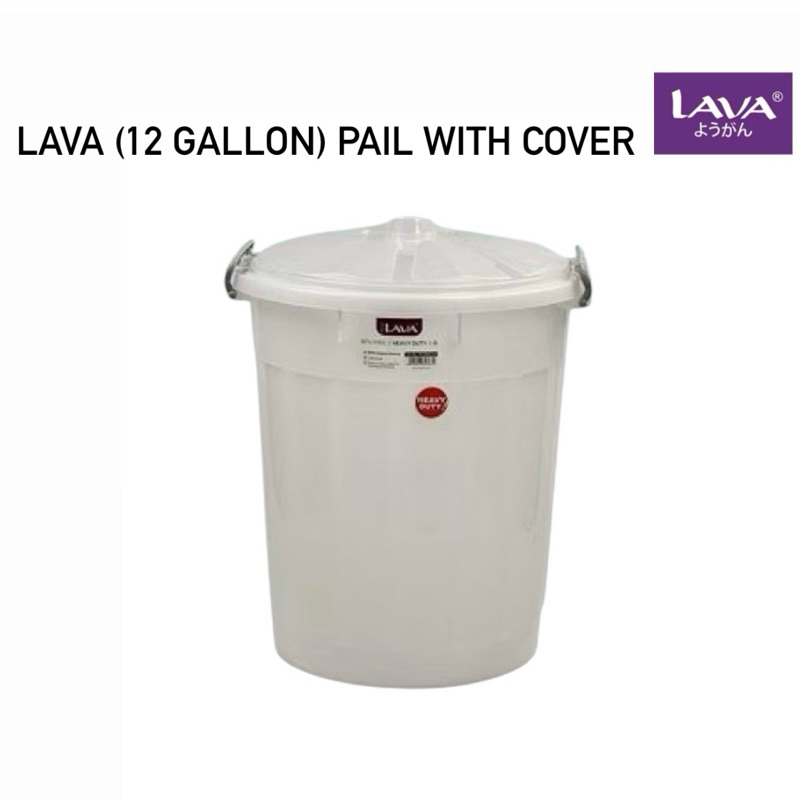 LAVA (12 Gallon) Pail With Cover / Tong AIr / Tong Plastik Isi Air ...