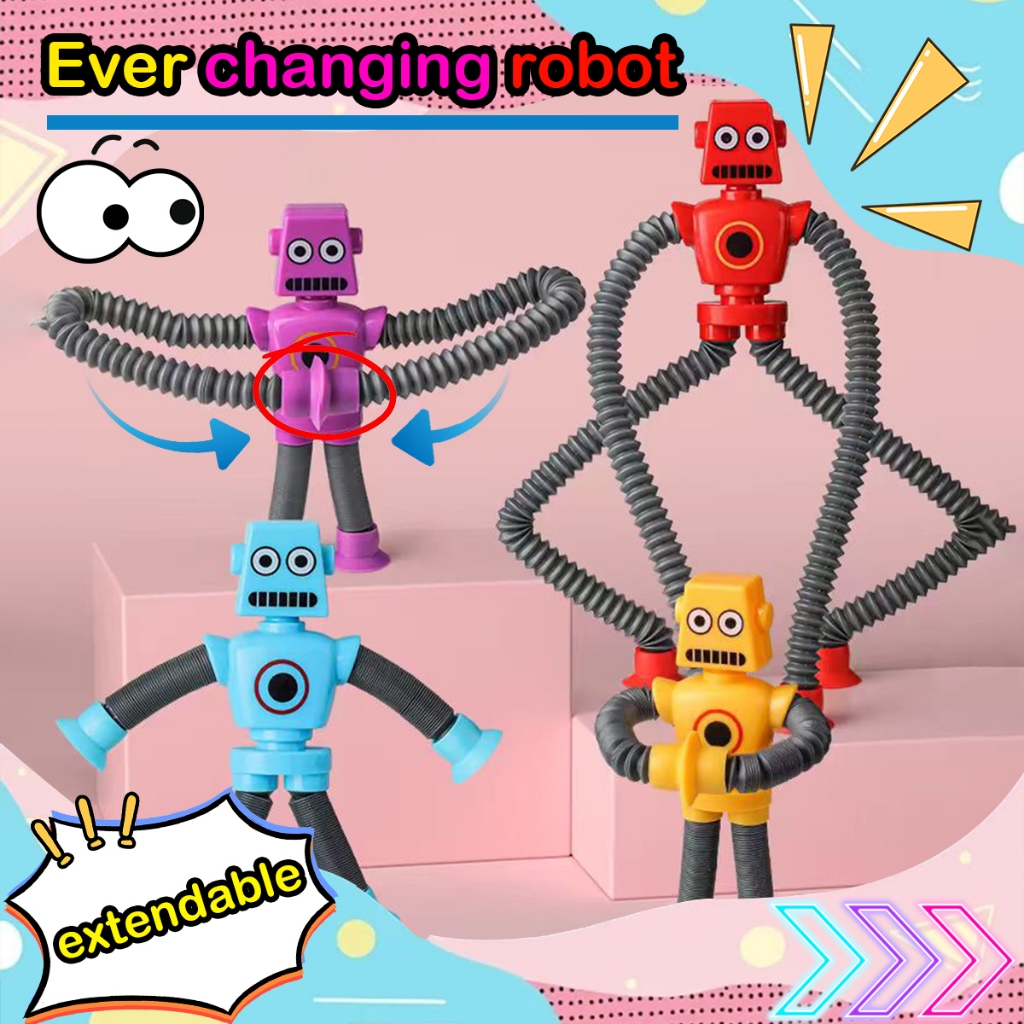 Luminous multi-change robot telescopic tube stretch cartoon suction ...
