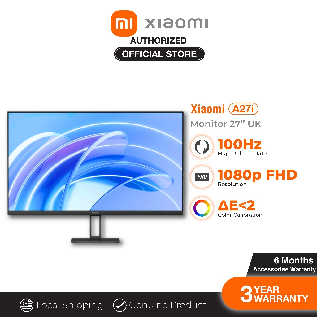 Xiaomi Monitor A27i (UK) 1080P/100Hz refresh rate/HDMI 2.0+DP 1.4 port ...