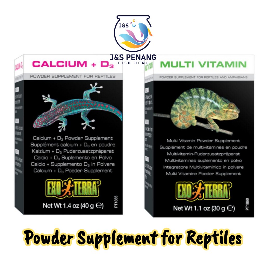 【Ready Stock】EXO TERRA Powder Supplement for Reptiles & Amphibians - Calcium+D3 40g / Multi ...