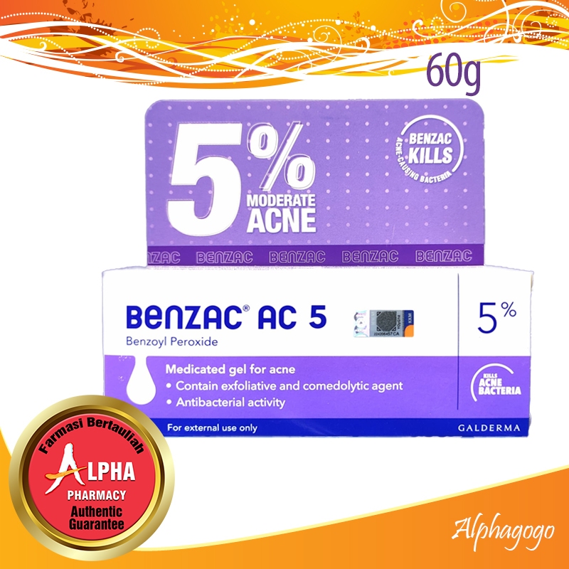 Benzac AC Gel (5%) 15g/60g (Exp: 2026) / Benzac AC Mild Strength 2.5% ...