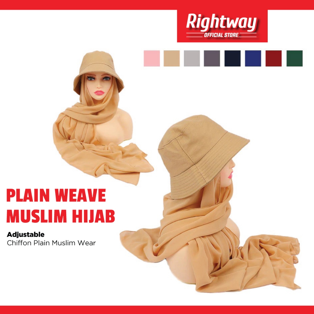 RIGHTWAY Muslim Women Fashion Hijab Baseball Cap Hijab Solid Chiffon ...