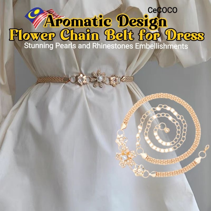Daisy Waist chain belt hip chain flower belt woman for dress tali ...