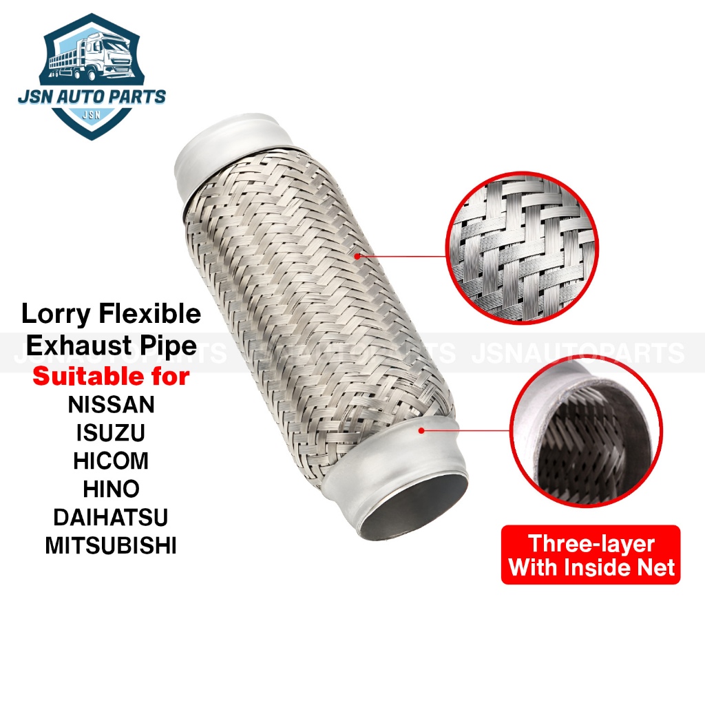 Lori Ekzos 3 Layer 2" / 2.5" x 8" Inch Nanas Lorry Exhaust Flexi Pipe ...