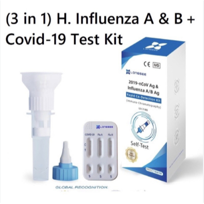 (COVID + INFLUENZA A+B) LONGSEE 3in1 COVID 19 Saliva Home Self Test ...