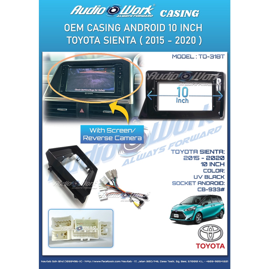 Toyota Sienta 2015-2020 10 Inch Android Player Casing (UV Black) Ready ...