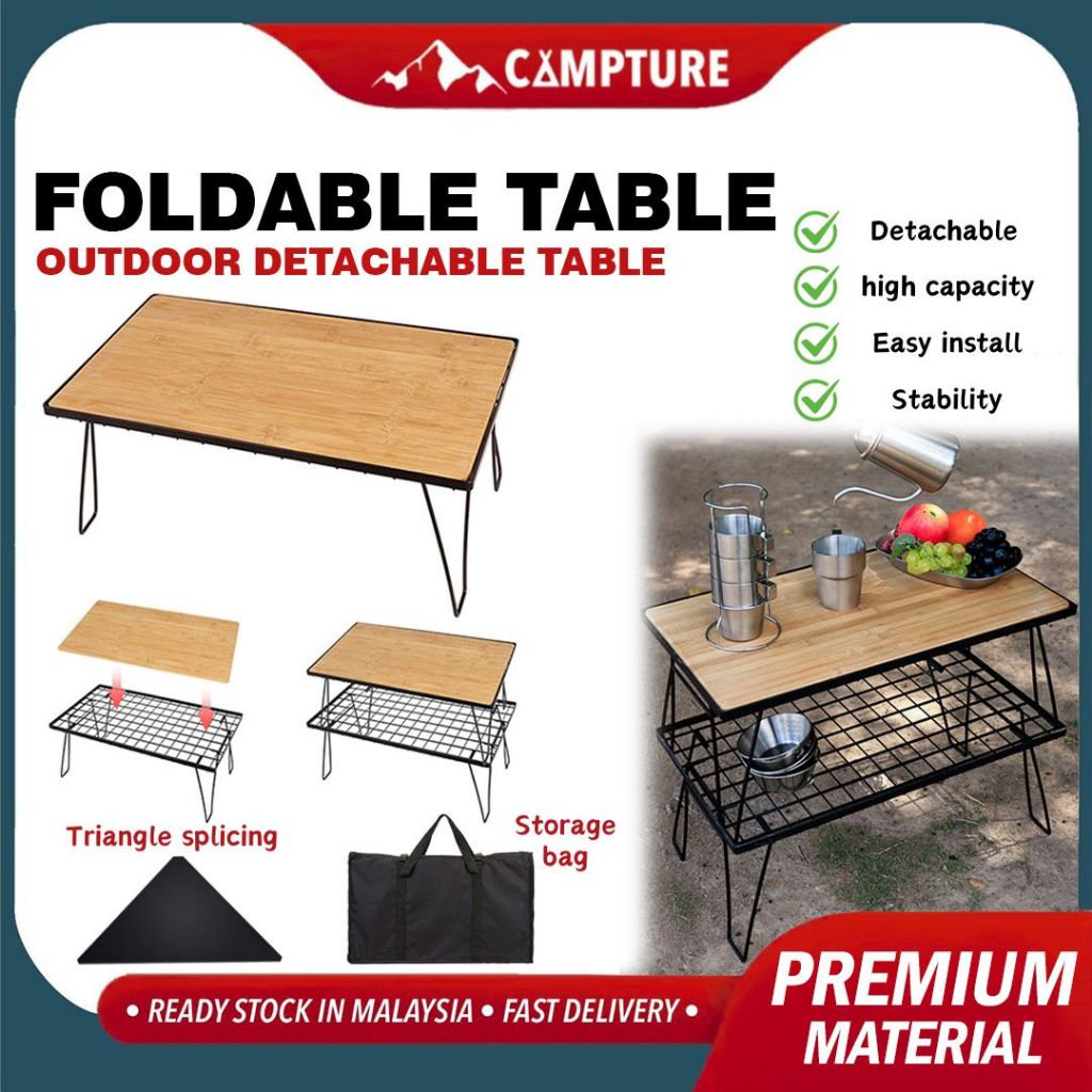 【CAMPTURE】Premium Foldable Camping Table BBQ Grill Stainless Steel ...