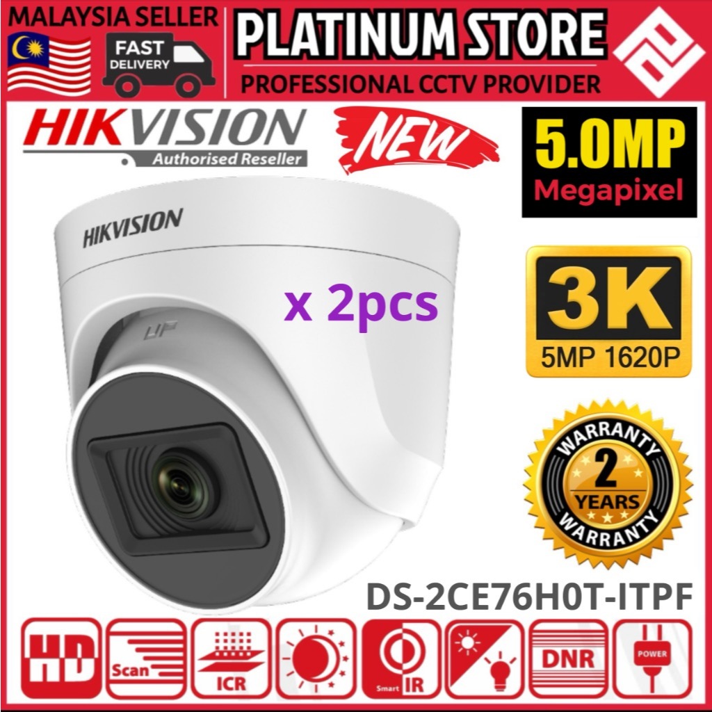 HIK HIKVISION 5MP 3K 1920P Full HD Indoor IR INFRARED Dome TVI 5.0MP ...