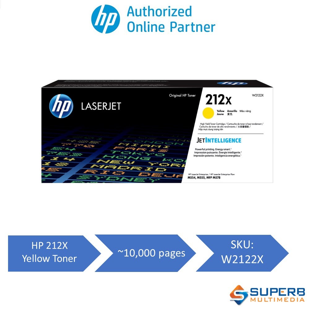 HP 212X High Yield Yellow Original LaserJet Toner Cartridge [W2122X ...