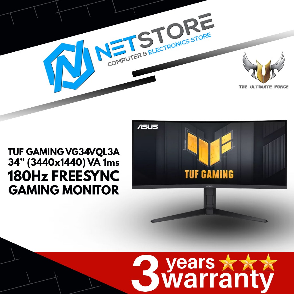 ASUS TUF GAMING VG34VQL3A 34” (3440x1440) VA 1ms 180Hz FREESYNC GAMING ...