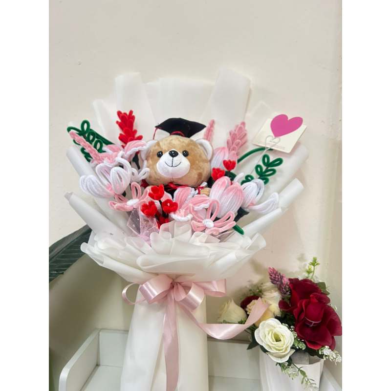 BOUQUET KONVO CHENILLE FLOWER bouquet bunga kawad bulu pipe chinelle ...