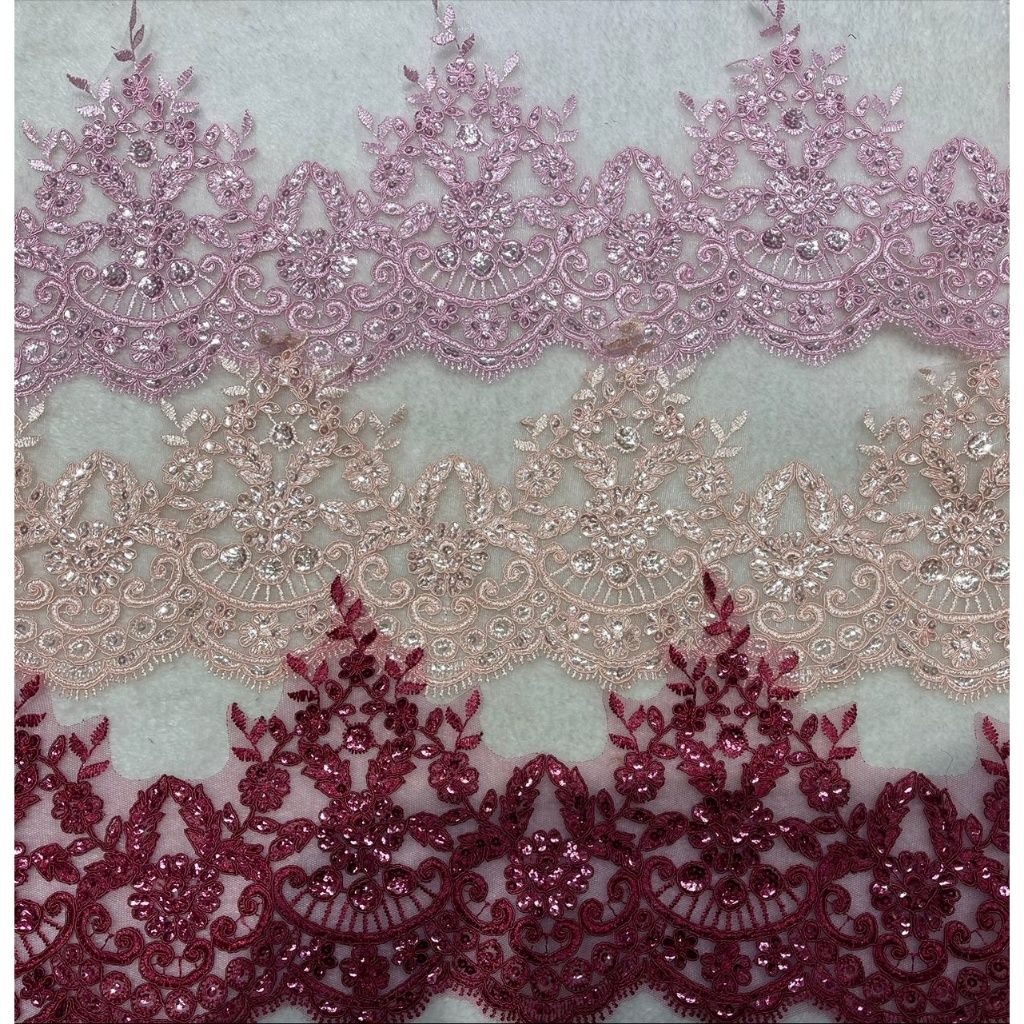 Renda Kain Manik Labuzi Tinggi 19cm, Renda Lace Baju Raya, Border Lace ...
