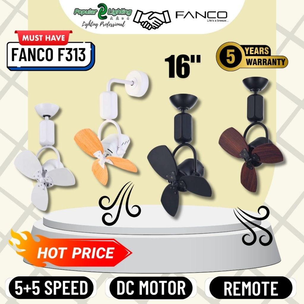 Fanco F313 16 Inch 5 Speed Corner Fan Wall Fan WITH DC Motor AND 3 ...