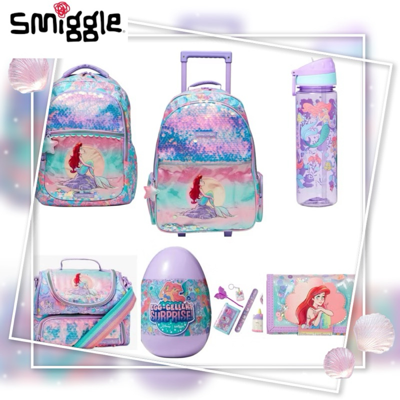 Smiggle Disney Ariel Backpack, School Supplies, Lunch Bag, Bottle ...