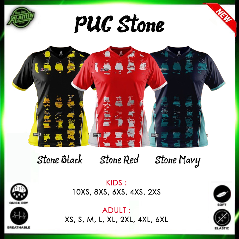 PUC STONE | Black, Red & Navy | Jersi Kids & Adult | Tambah RM7 untuk ...