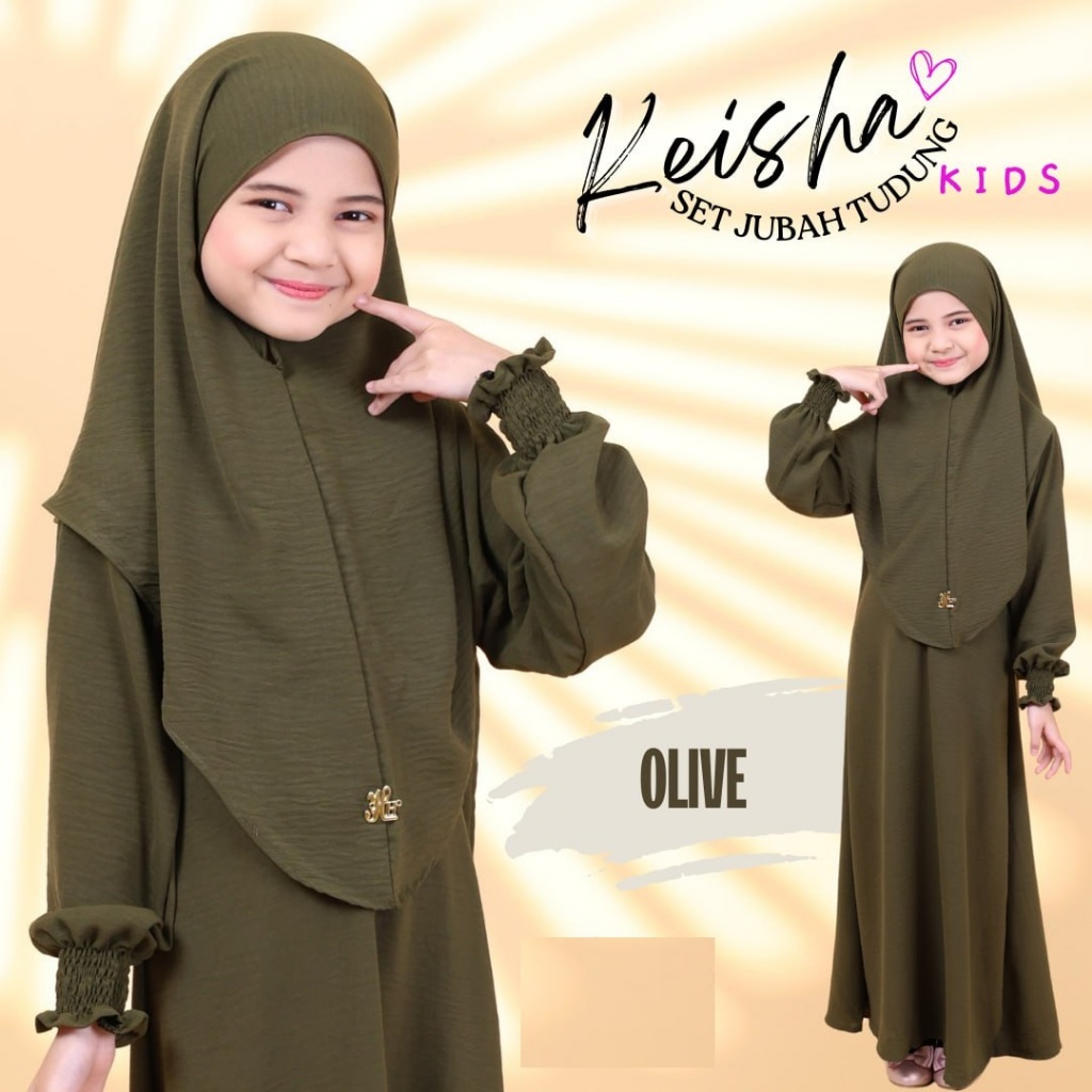 KEISHA SET JUBAH TUDUNG KIDS | KAIN CEY CREPE IRONLESS | WITH FREE ...