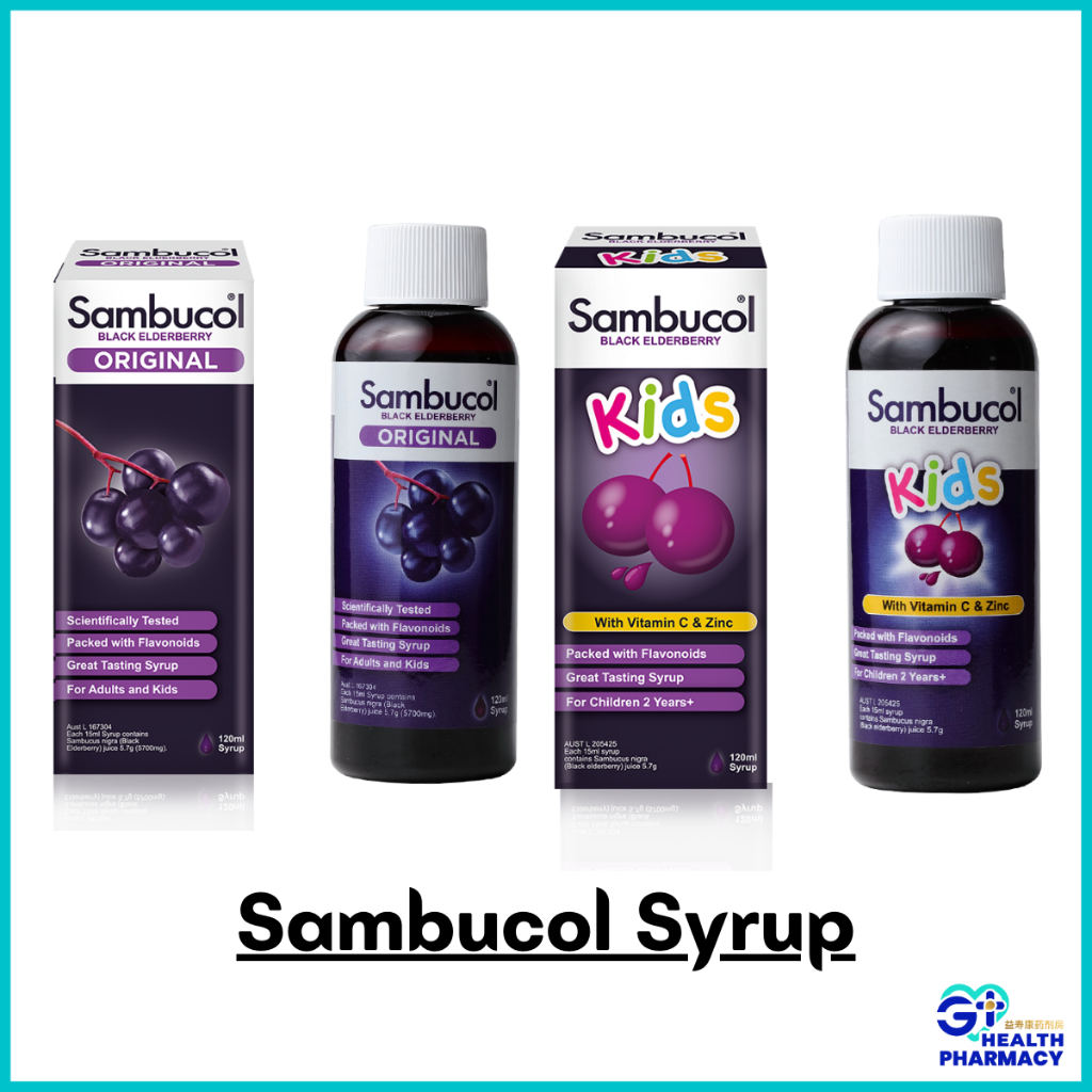 Sambucol Original Syrup 120mL Sambucol Kid Black Elderberry Syrup 120mL ...