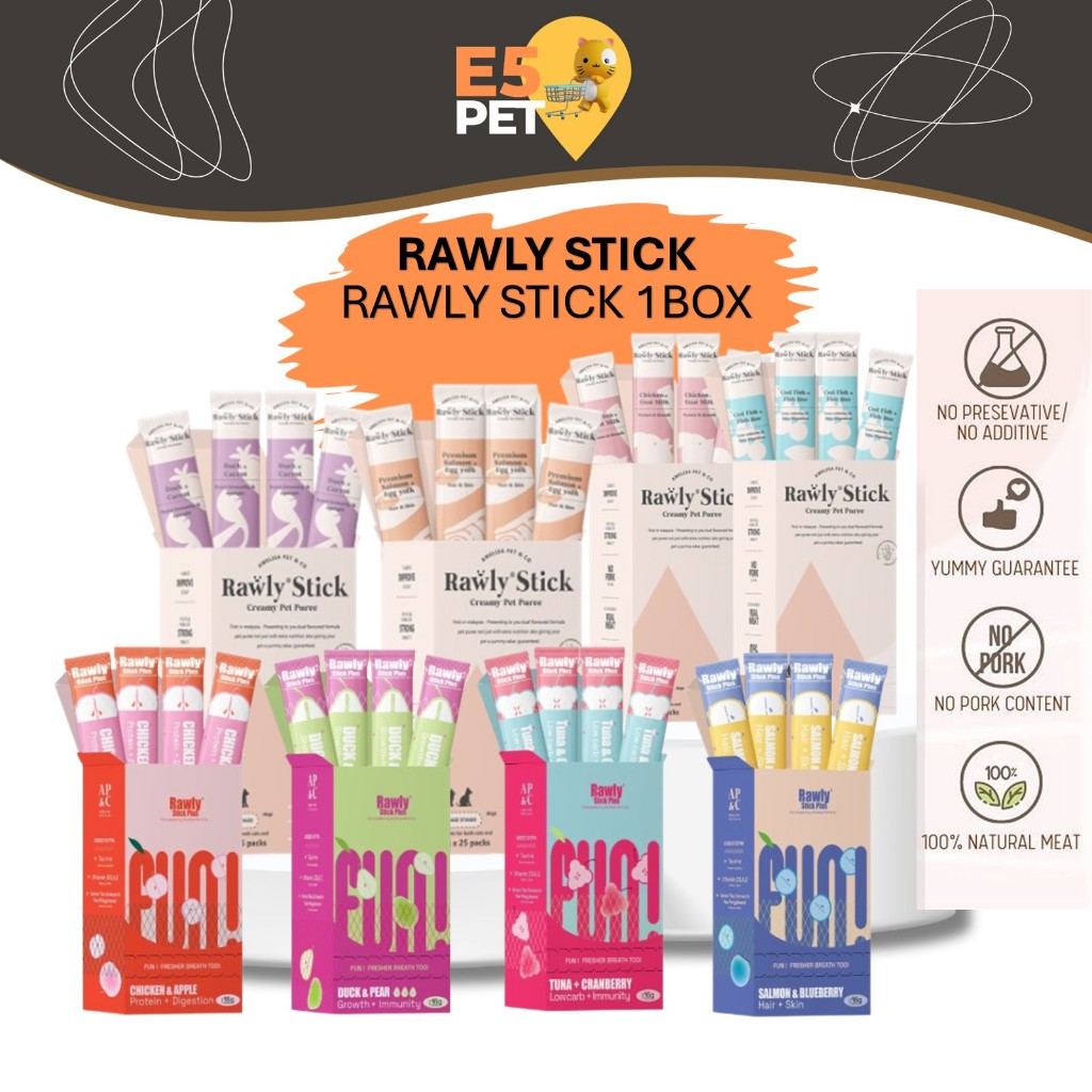 Amelisa Pet & Co. Rawly Stick Pet Puree (1box) Plus Oral Refresh Pet ...