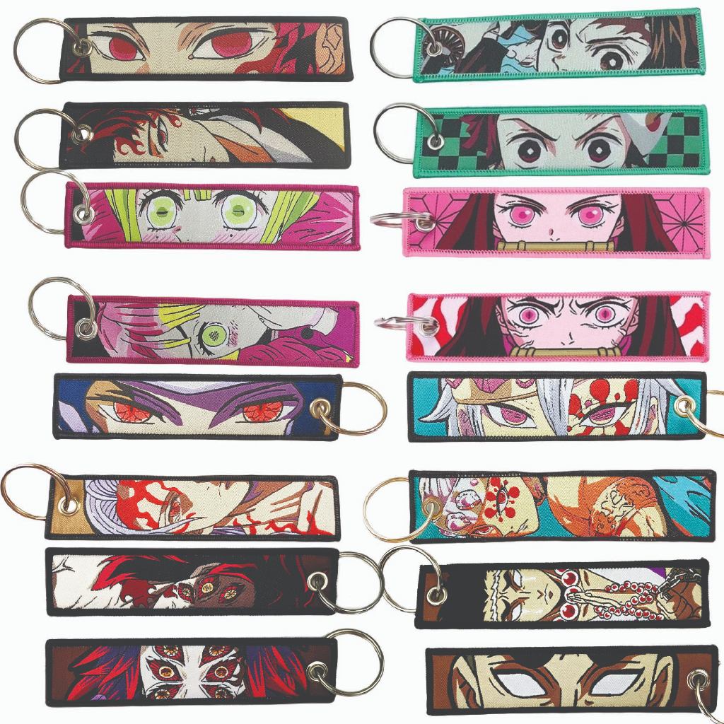 Demon Slayer Anime Tanjiro Nezuko Keychain Embroidery Keytag Jet Tag ...