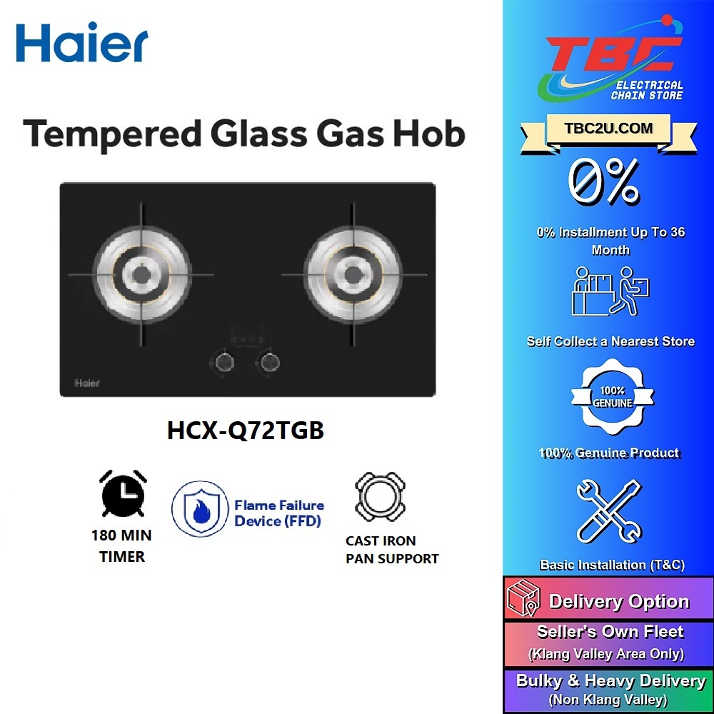 Haier Gas Hob HCX-Q72TGB Brass Burner 180 Min Timer HCX-Q72 | Shopee ...